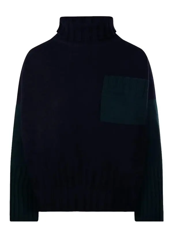 BE YOU Two Tone Cashmere Sweater - Blue