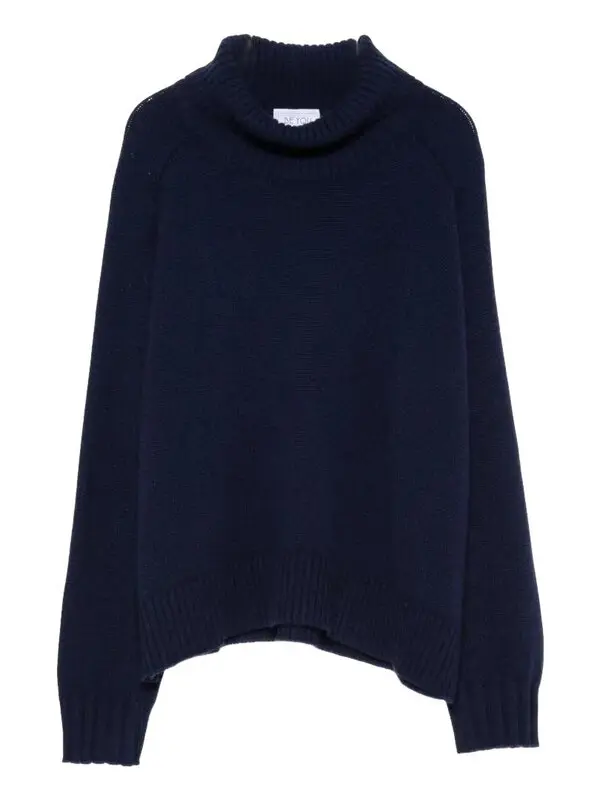 BE YOU Cashmere High Neck Sweater - Blue