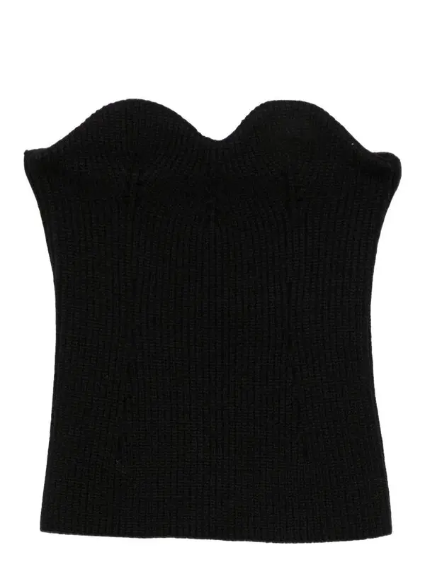 JIL SANDER Ribbed Knit Top - Black