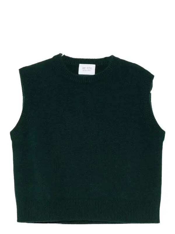 BE YOU Cashmere Crew Neck Vest - Green