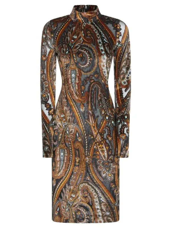 Etro Paisley Print Dress - Blue