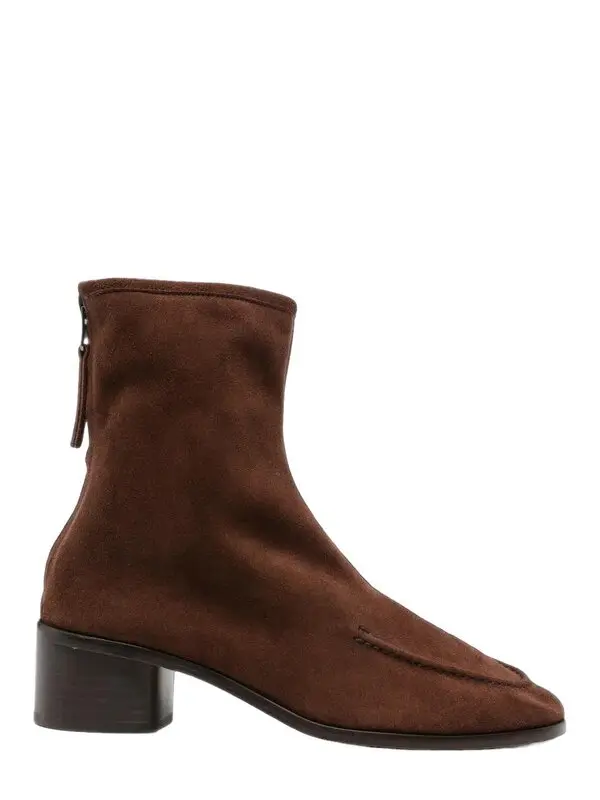 Hereu Calf Suede Heeled Bootie - Brown