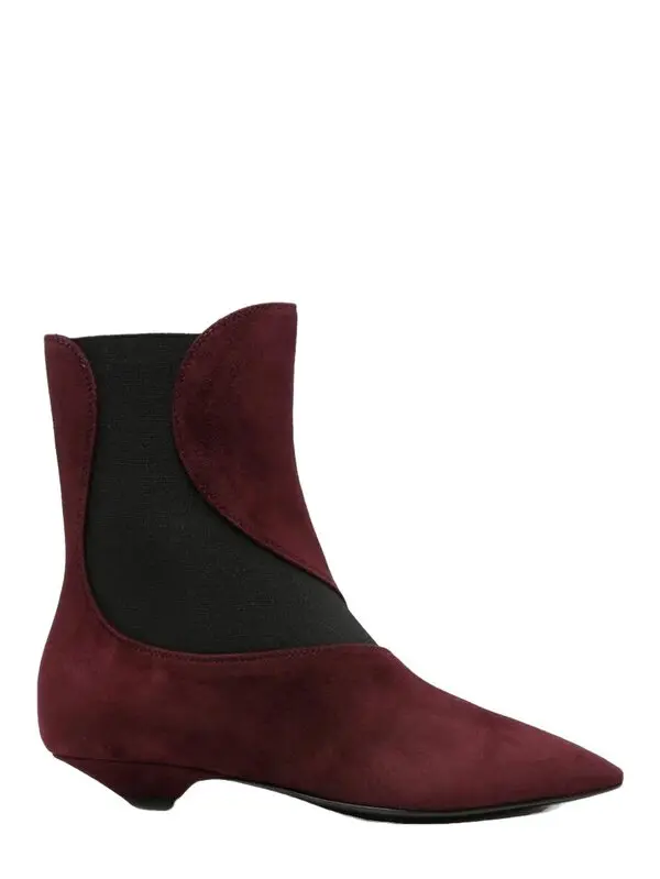 SERGIO ROSSI Suede Ankle Bootie - Bordeaux