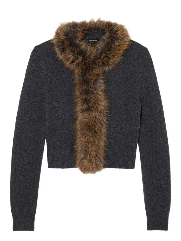 Marc Jacobs Faux Fur Trimmed Cardigan - Gray