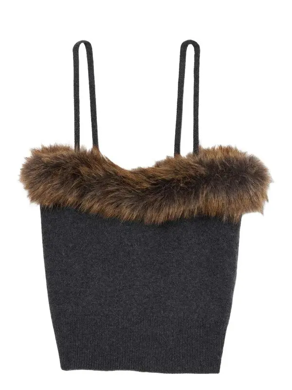 Marc Jacobs Faux Fur Lined Tank - Gray