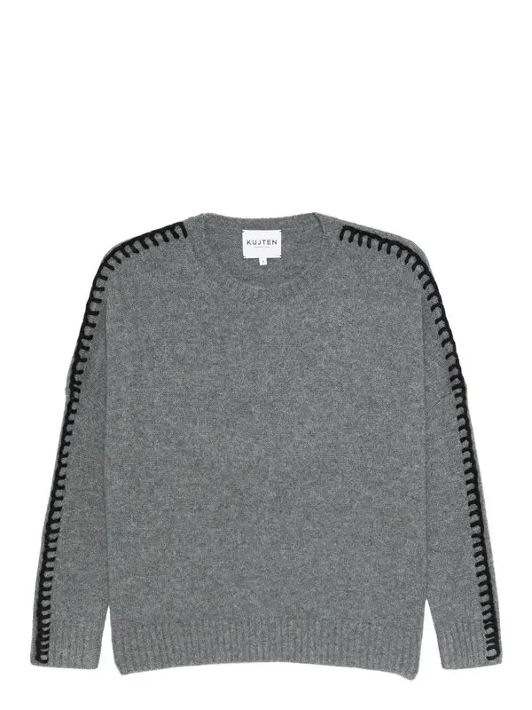 KUJTEN Amea Cashmere Crew Neck Sweater - Gray