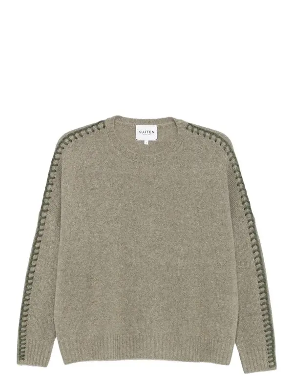 KUJTEN Amea Cashmere Crew Neck Sweater - Green