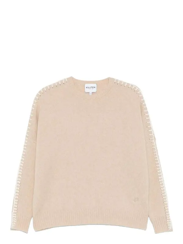KUJTEN Amea Cashmere Crew Neck Sweater - White