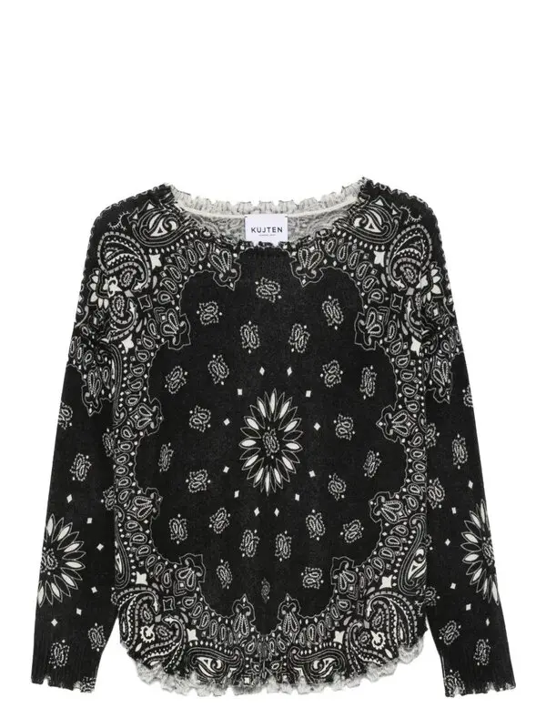 KUJTEN Cashmere Mela Bandana Sweater - Black