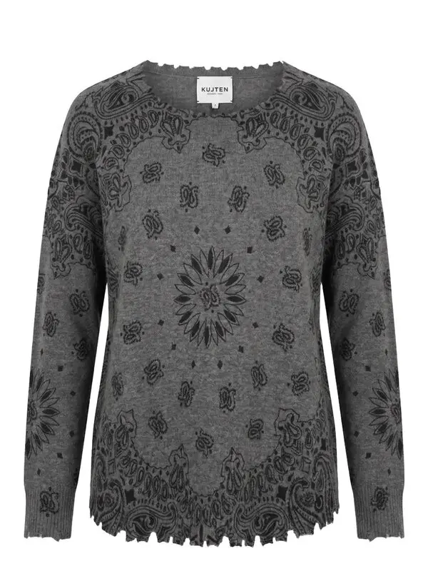 KUJTEN Cashmere Mela Bandana Sweater - Gray