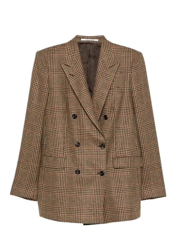 Tagliatore Jasmine Checked Double-breasted Wool And Cashmere Jacket - Beige