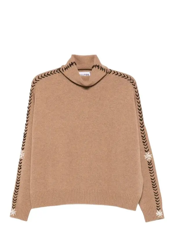 KUJTEN Thea High Neck Cashmere Sweater - Beige