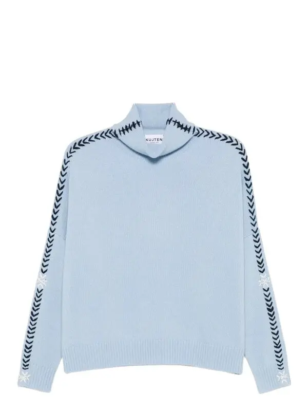 KUJTEN Thea High Neck Cashmere Sweater - Light Blue