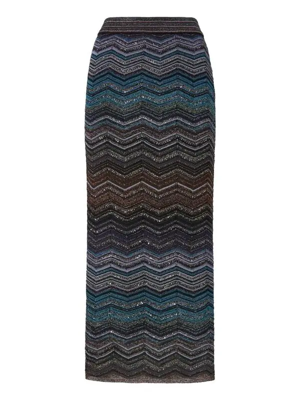 Missoni Chevron Midi Skirt - Blue