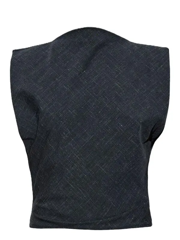 Christopher Esber Wool Linen Suiting Cropped Top - Gray