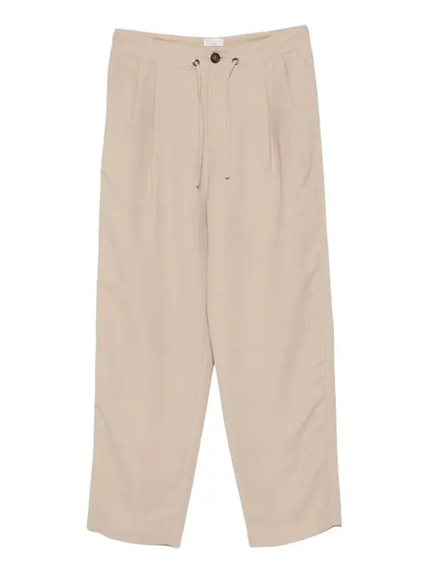 Brunello Cucinelli Pleated Drawstring Trousers - Beige