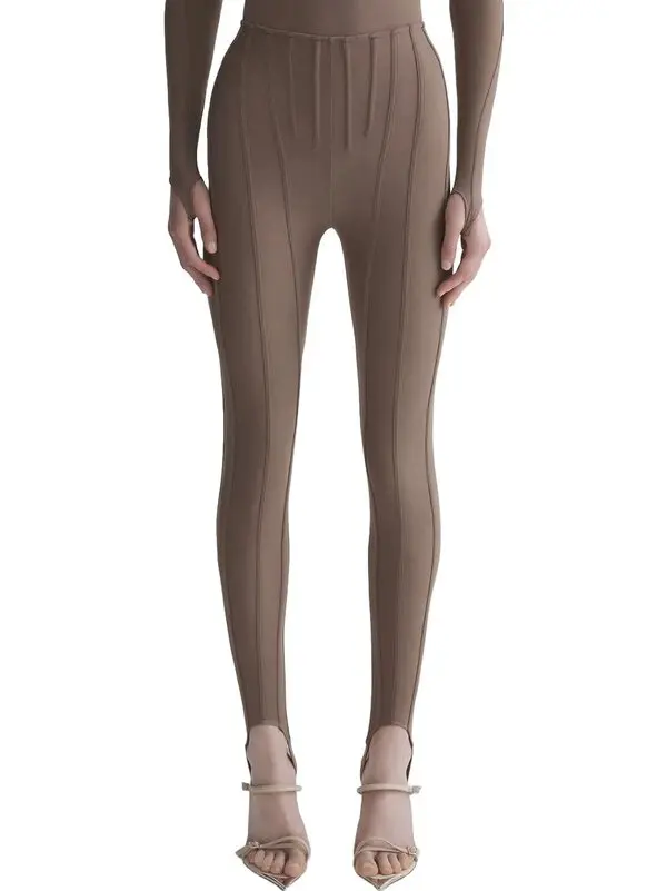 MUGLER Corseted Leggings - Brown