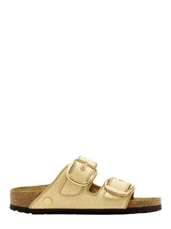 BIRKENSTOCK Arizona Big Buckle Raffia Sandals - Gold