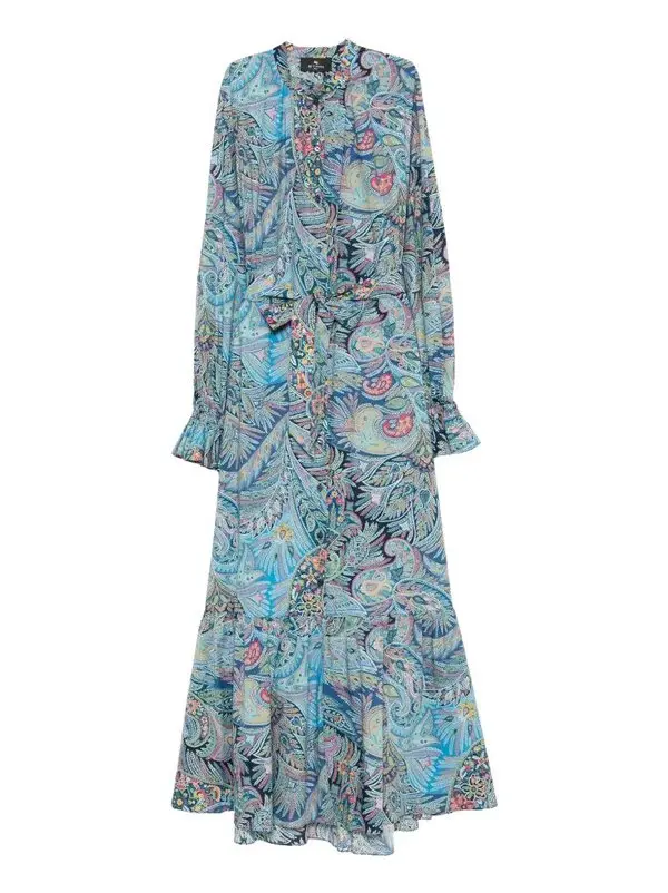 Etro Paisley Print Dress - Light Blue