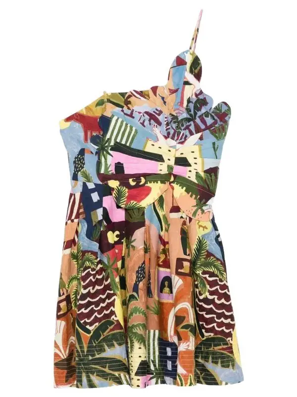 Farm Rio Tropical Painting Mini Dress - Multi