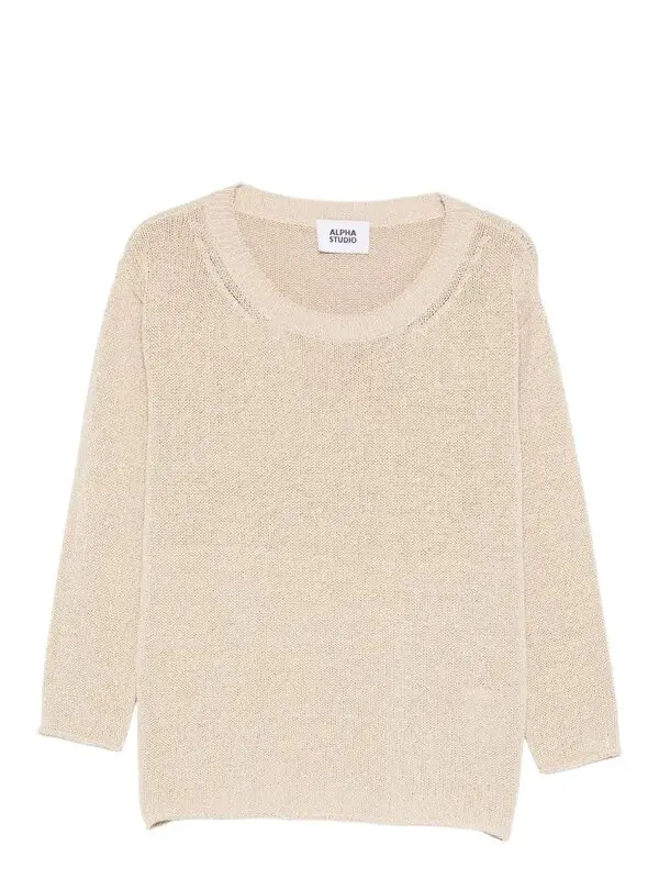 Alpha Studio Round Neck Sweater - Beige
