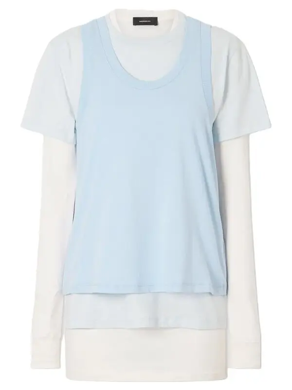 Wardrobe.NYC Layered Tee Mini Dress - Light Blue