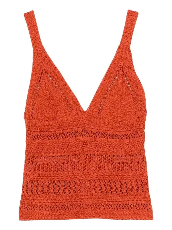 Alpha Studio Crochet Top - Brown