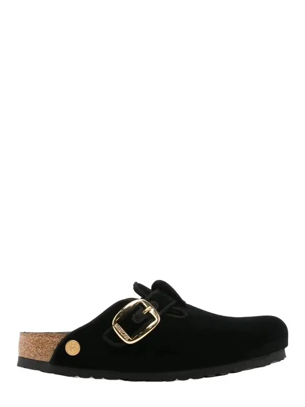 BIRKENSTOCK Boston Big Buckle Piping Velvet Clogs - Black