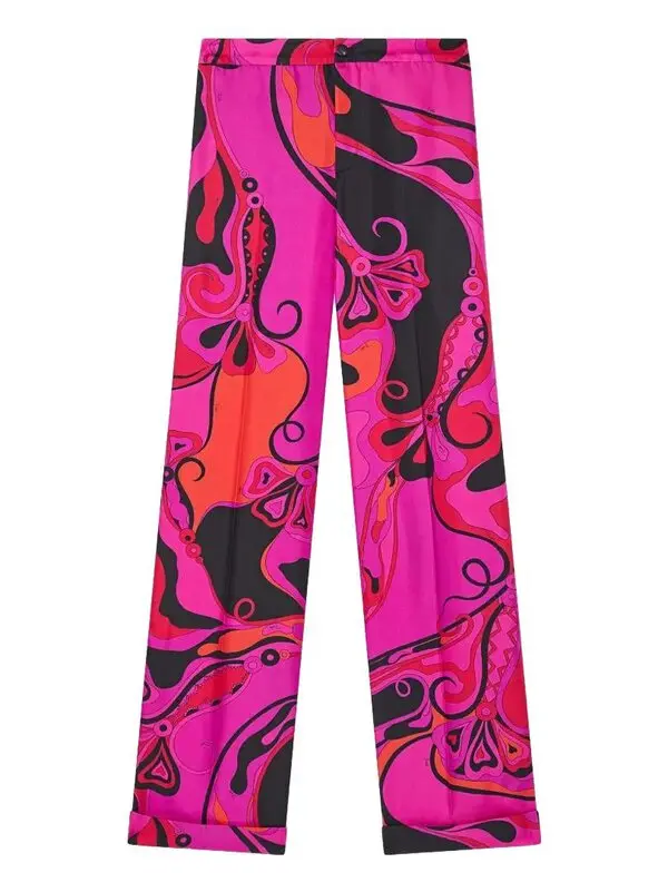 Emilio Pucci Orchid Print Silk Trousers - Fuchsia