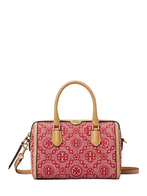 Tory Burch T Monogram Denim Petite Barrel Bag - Red
