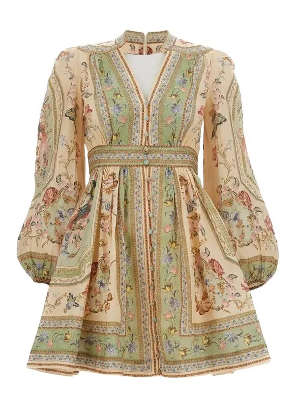 Zimmermann Roselight Plunge Mini Dress - Pink