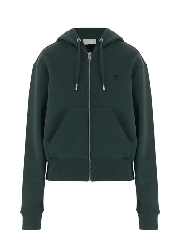 AMI Paris Adc Zip Hoody - Green