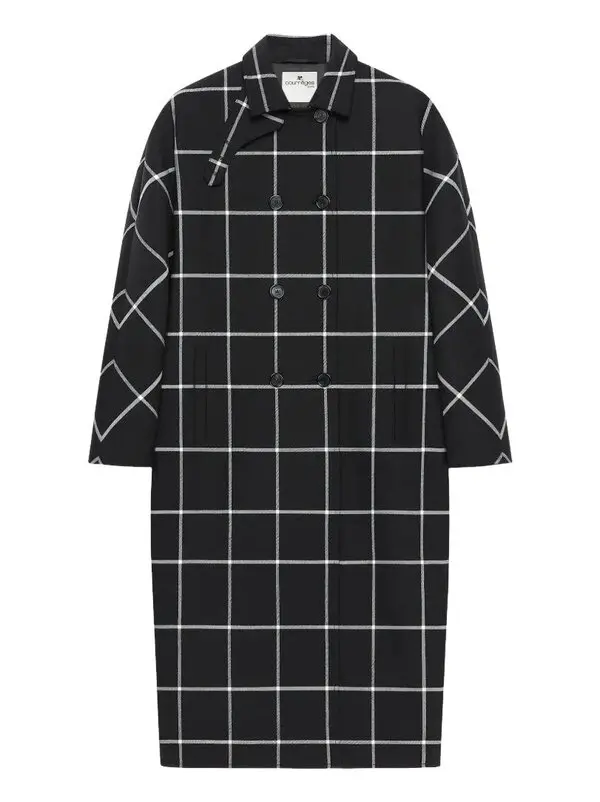 COURREGES Checked Oversized Tailored Coat - Black