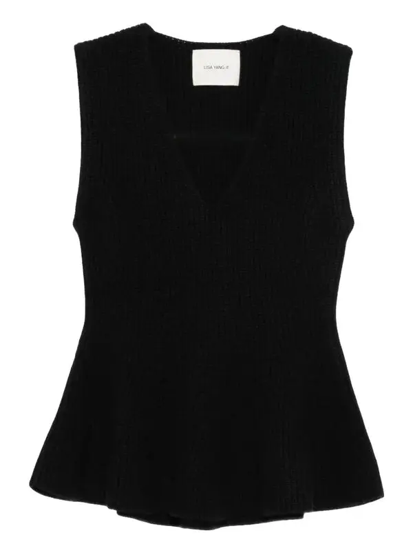 LISA YANG Ribbed Tank Top - Black