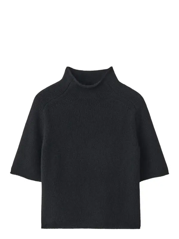 LISA YANG Cashmere Fride Short Sleeve Knit Top - Black
