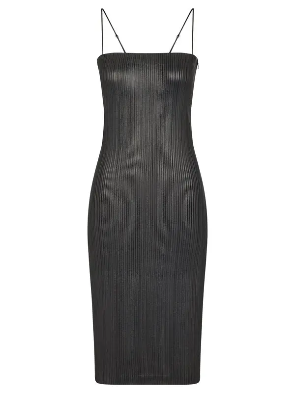 TOM FORD Nappa Leather Embroidered Midi Tube Dress - Black