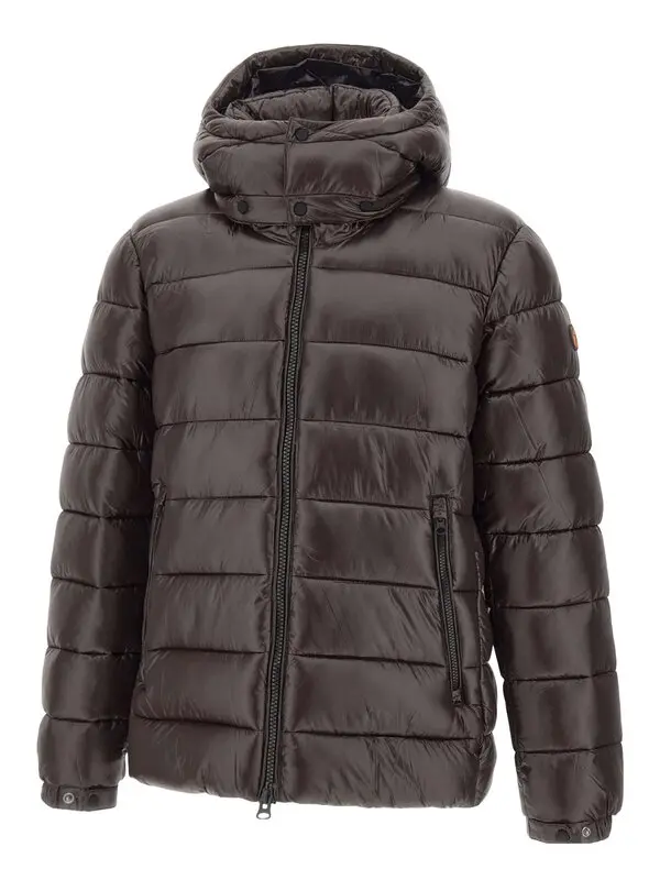 SAVE THE DUCK Zip-up Hooded Puffer Jacket - Black