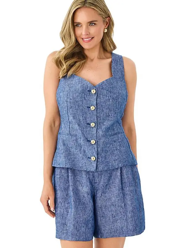 Lilly Pulitzer® Linen Waistcoat - Navy