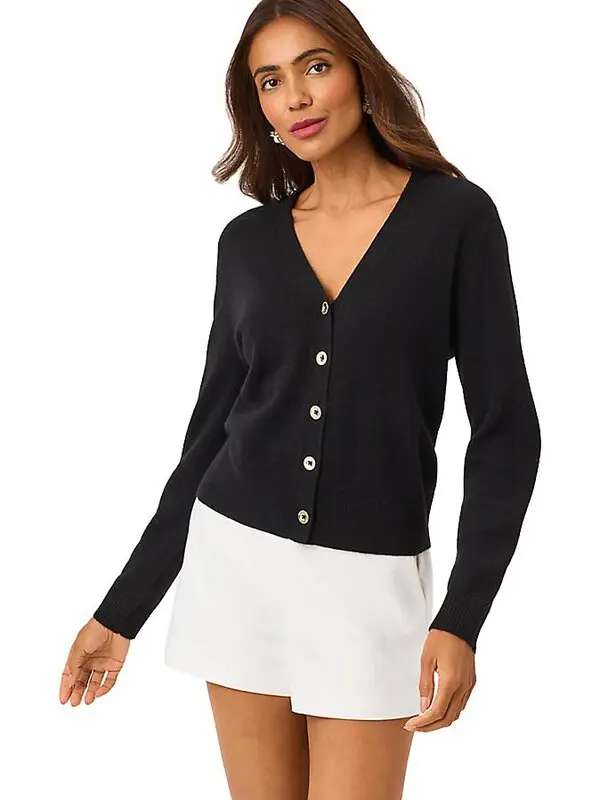 Lilly Pulitzer® Tippery Cashmere Cardigan - Black
