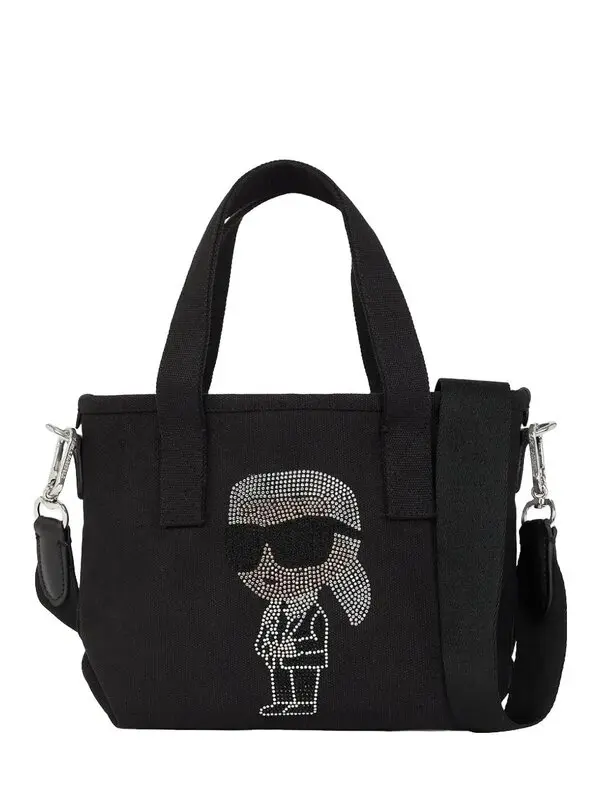 Karl Lagerfeld Ikon Rhinestones Tote Bag - Black