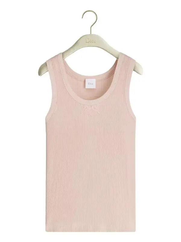 Dior Embroidered Fitted Tank Top - Pink