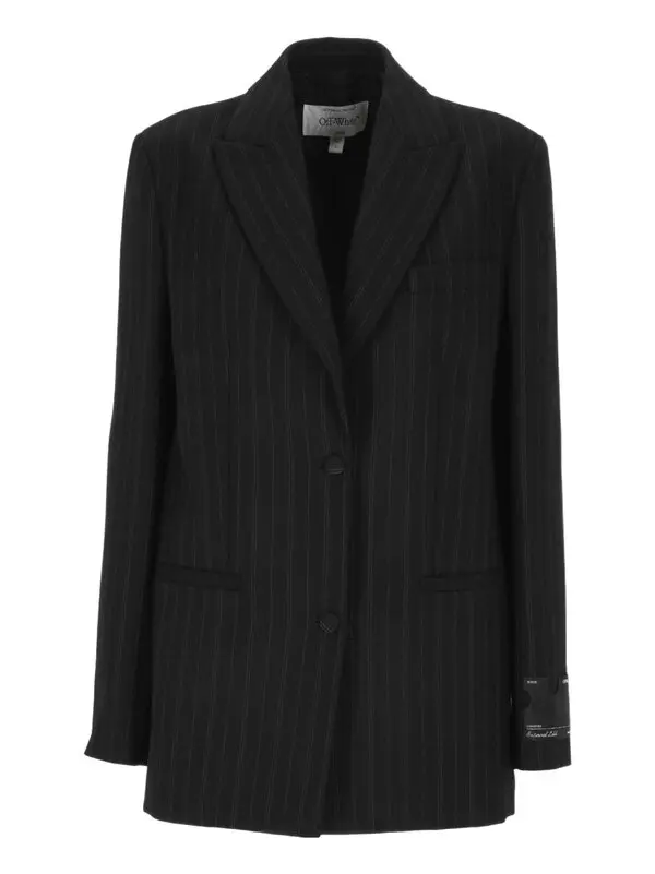 Off-White Striped Buttoned Blazer - Black