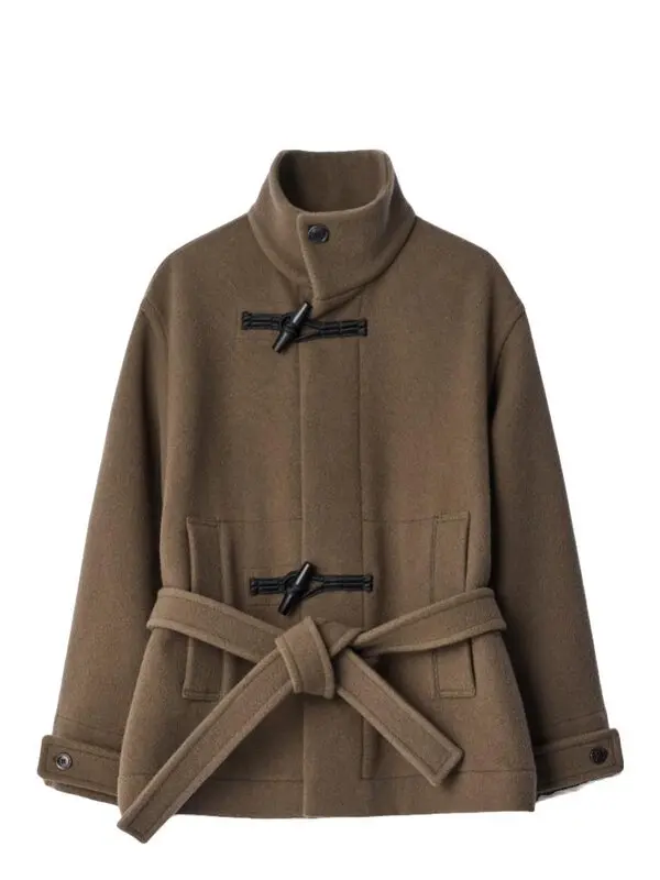 LEMAIRE Short Duffle Coat In Wool - Thyme