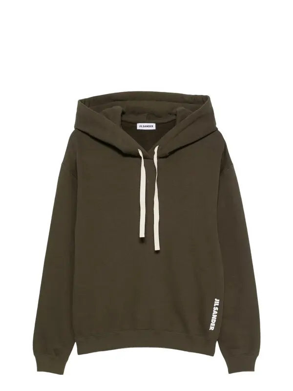 JIL SANDER Drawstring Hooded Sweatshirt - Green