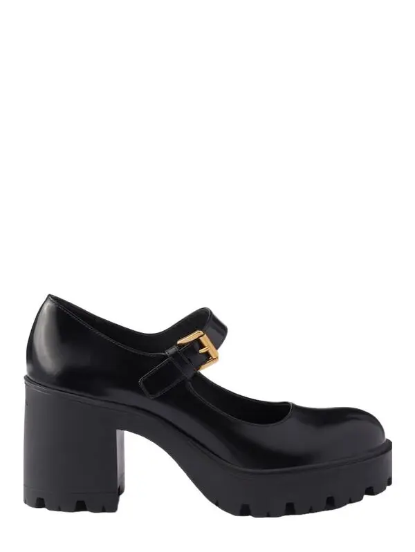 Prada Brushed Leather Pumps - Black
