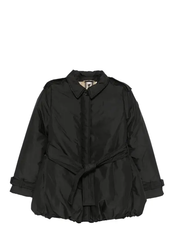 Burberry Belted Bubble-hem Coat - Black