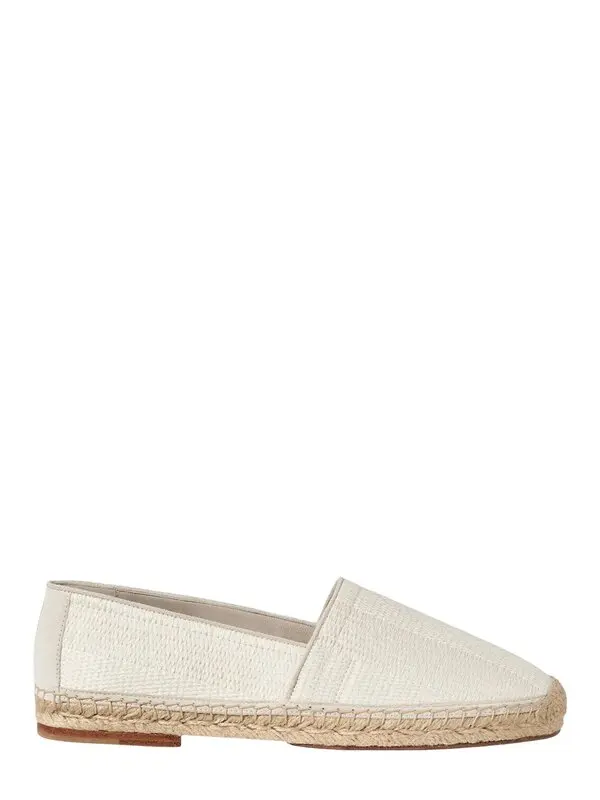 Brunello Cucinelli Techno Raffia And Suede Espadrilles With Piping - Off White