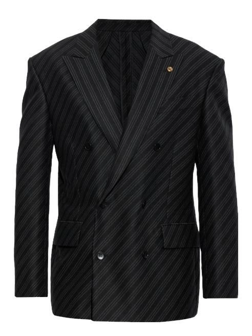 Versace Double-breasted Striped Blazer - Black