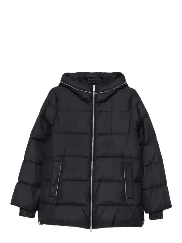 Peserico Padded Hooded Puffer Jacket - Navy Blue