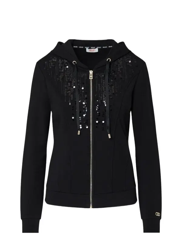 Liu Jo Sequined Knit Hoodie - Black